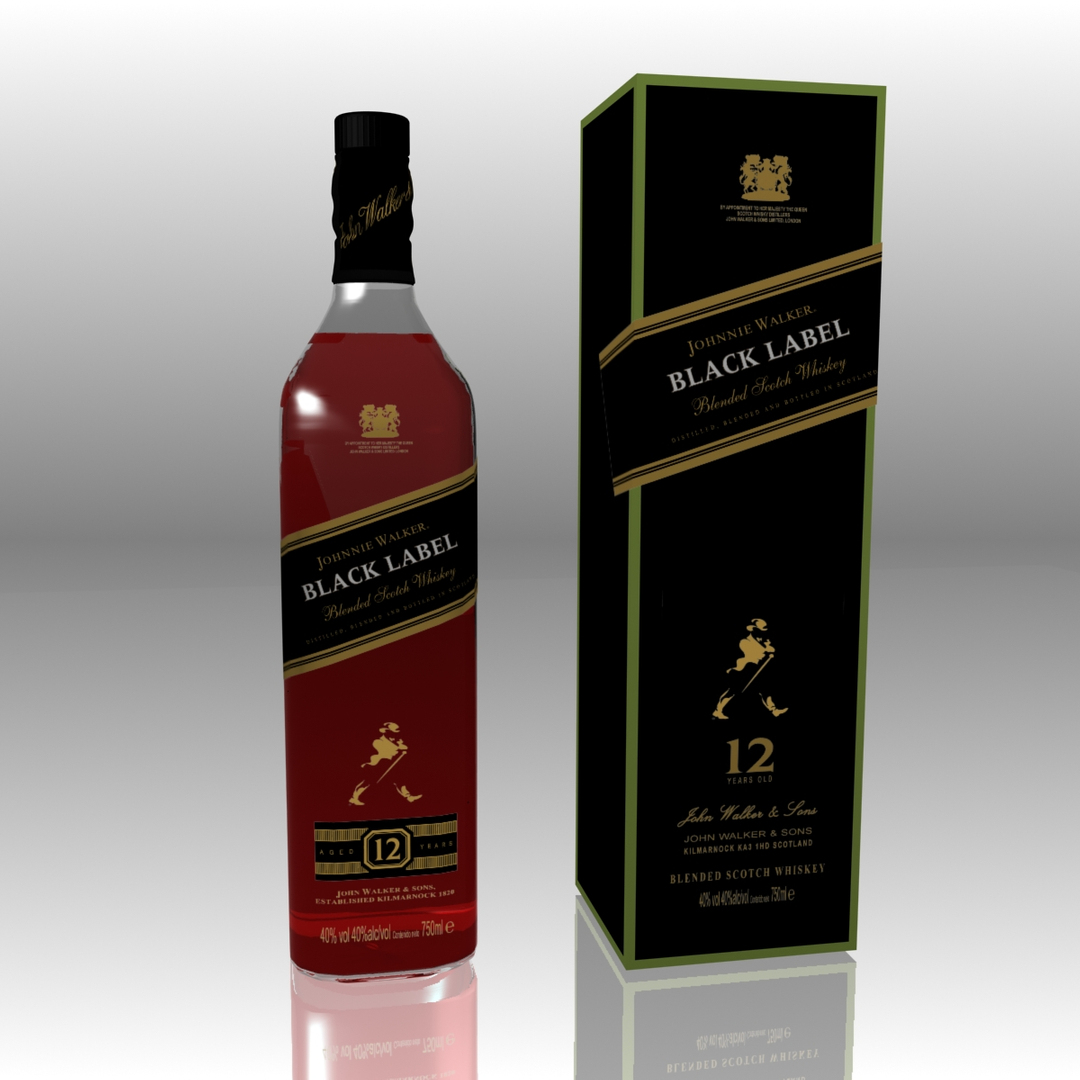 3d Johnnie Walker Whiskey Model