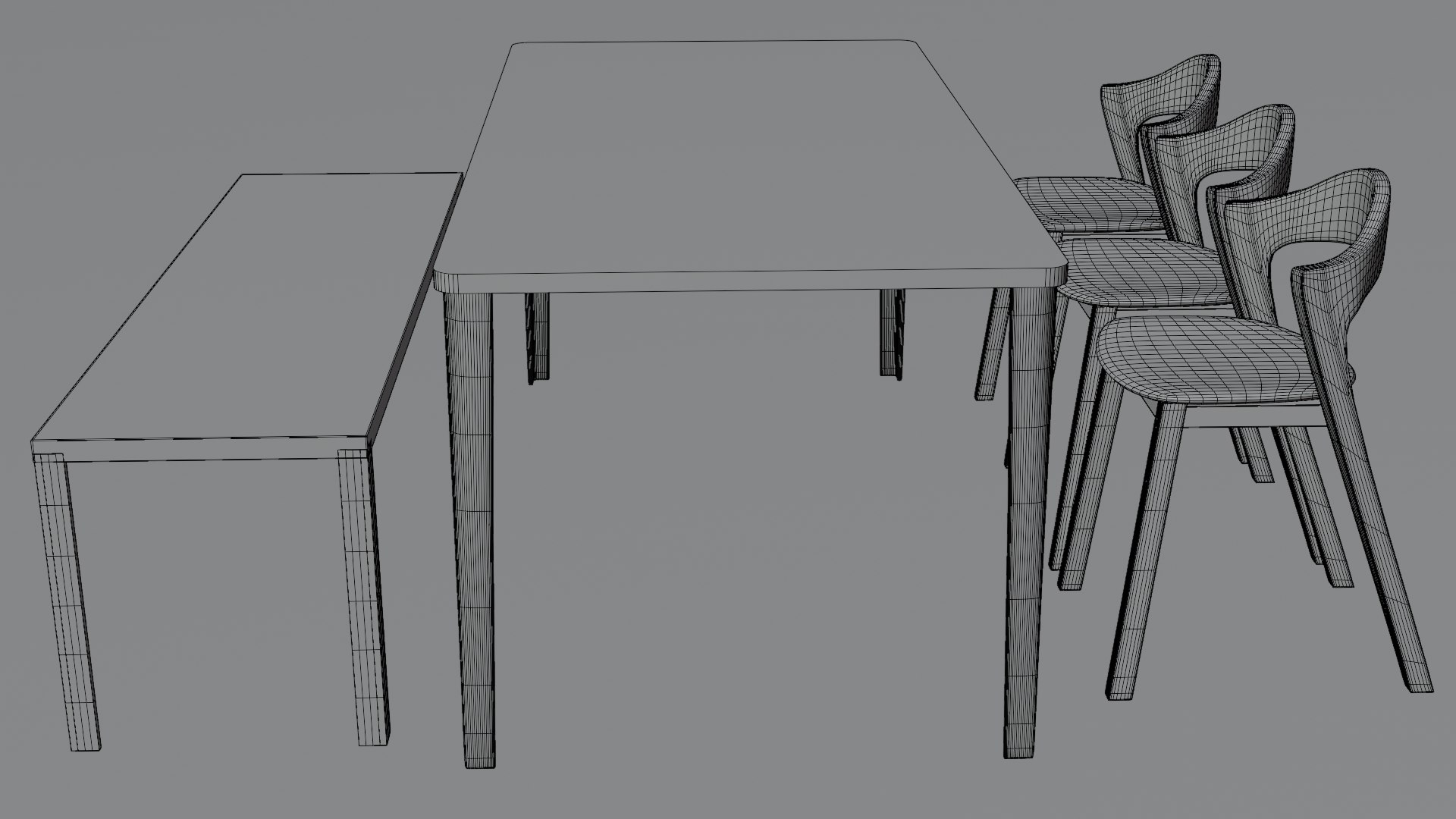 Wood Table Set 3D Model - TurboSquid 2288853