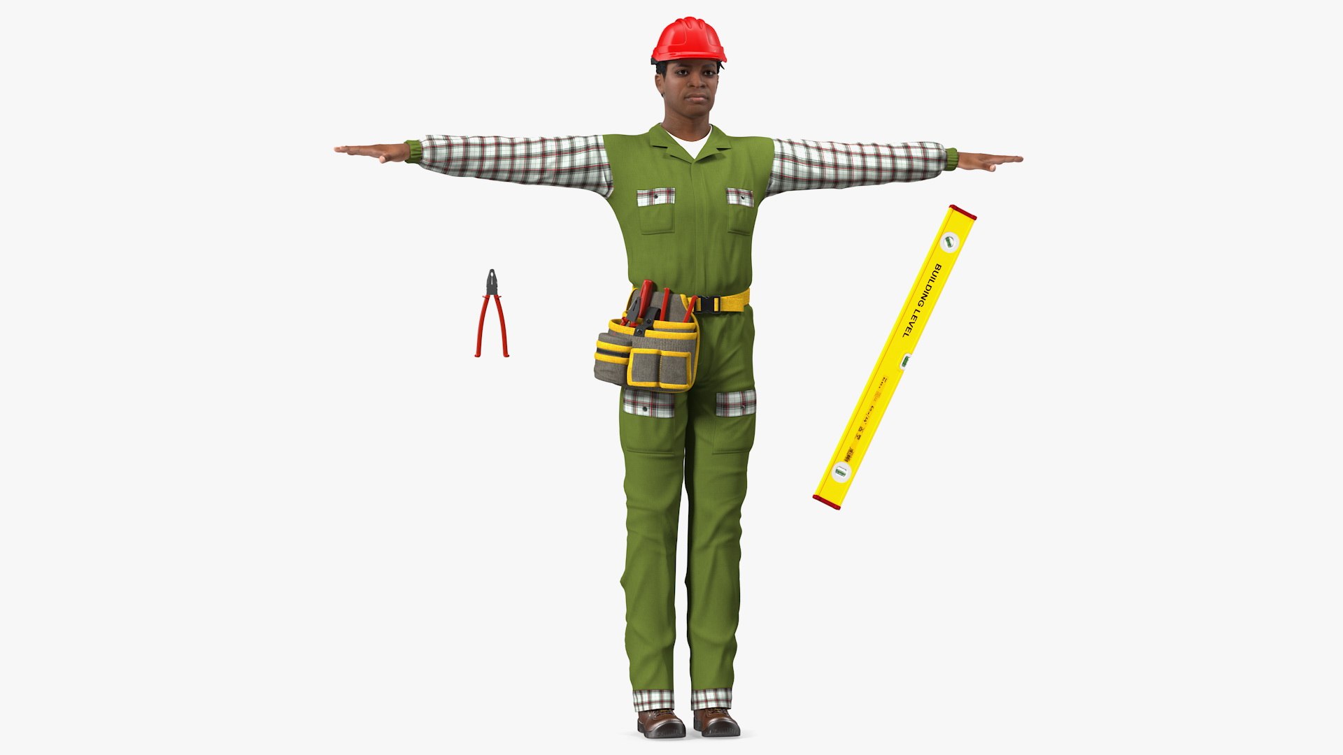 Light Skinned Black Builder T Pose 3D - TurboSquid 1715332