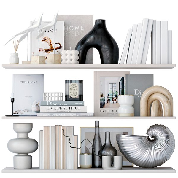 3D Shelves with decor model - TurboSquid 1782529