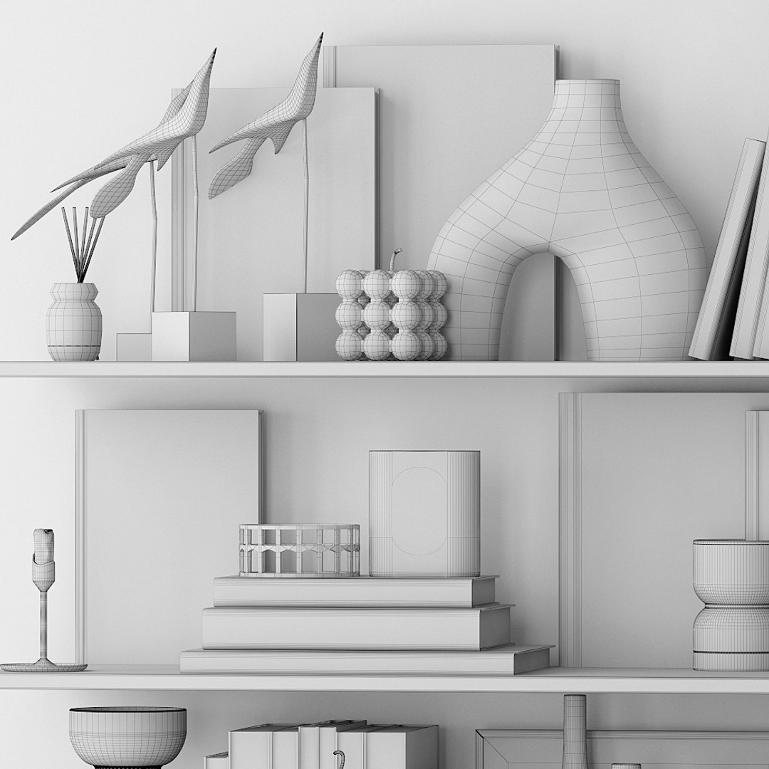 3D Shelves With Decor Model - TurboSquid 1782529