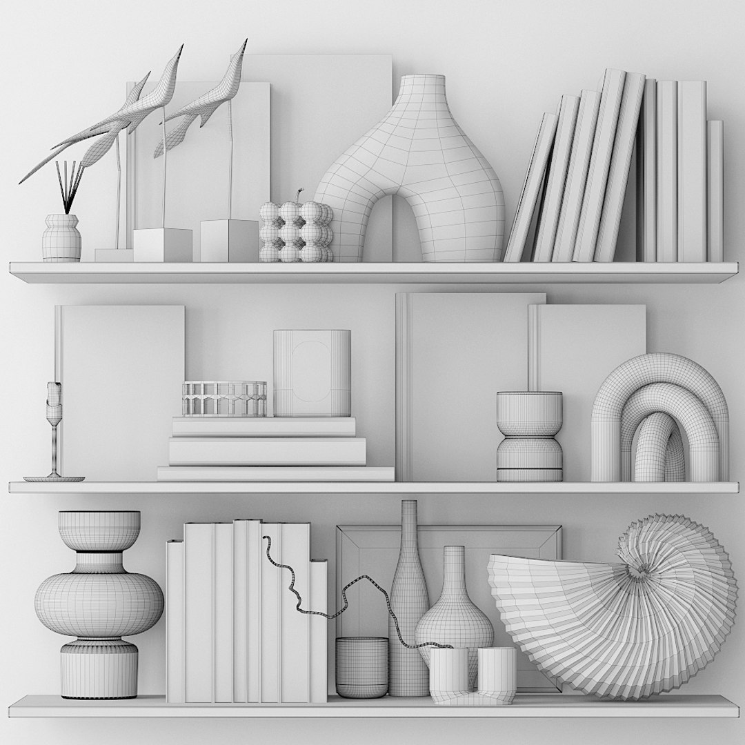 3D Shelves With Decor Model - TurboSquid 1782529