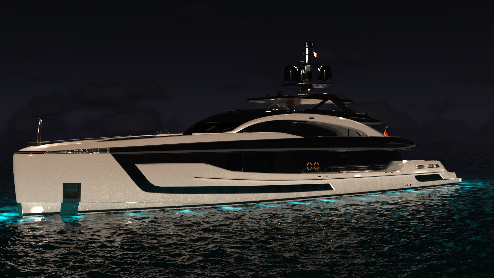 3D Alanis Superyacht Night Scene Model - TurboSquid 2189161
