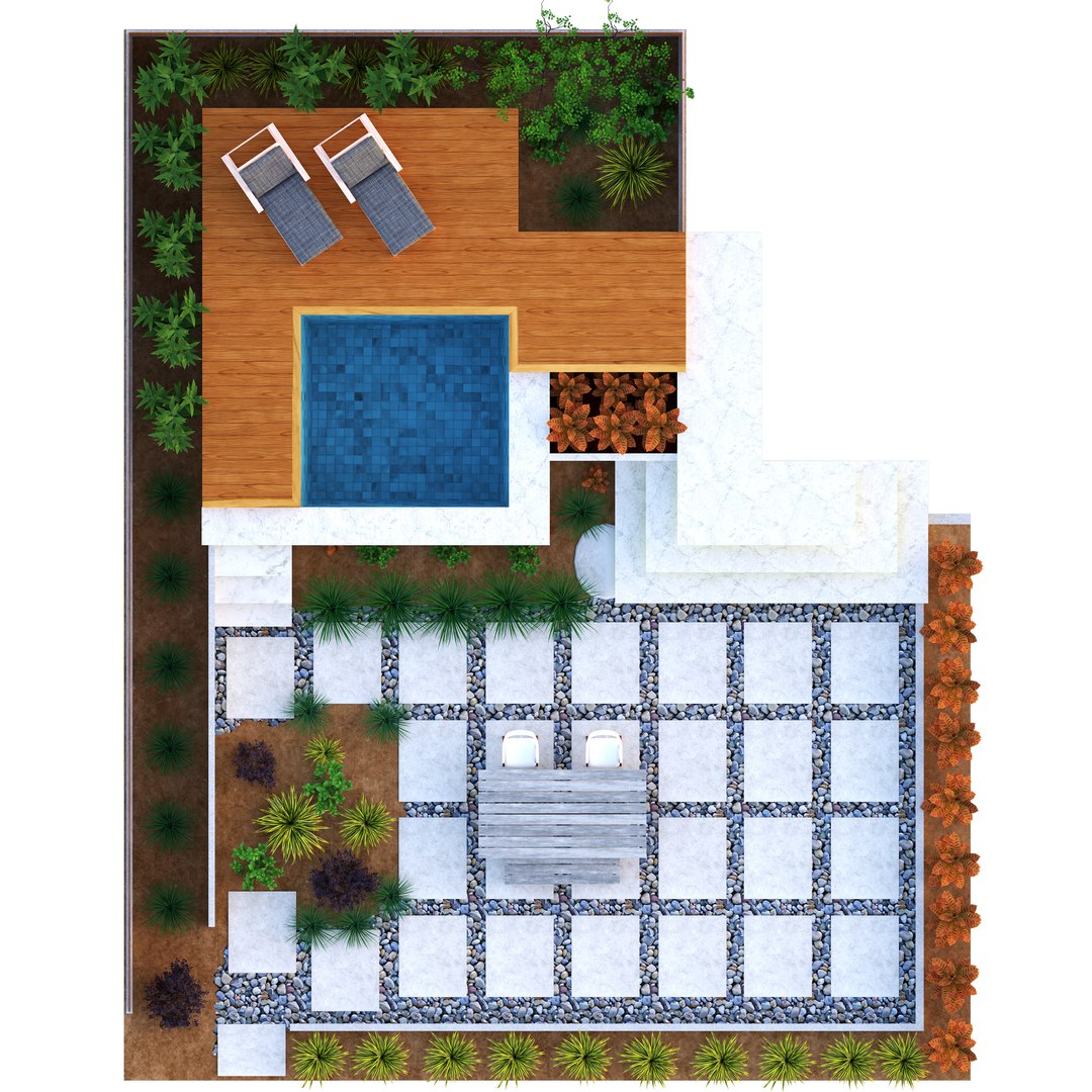 3D Realistic Backyard Landscape Model Model - TurboSquid 2201616