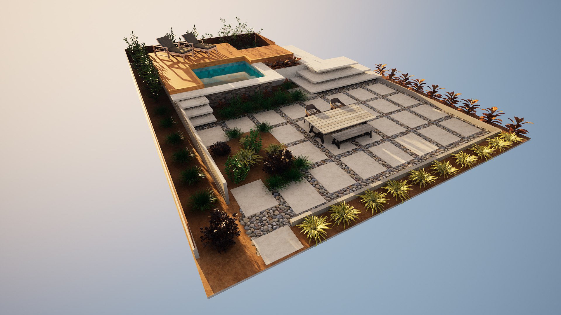 3D Realistic Backyard Landscape Model Model - TurboSquid 2201616