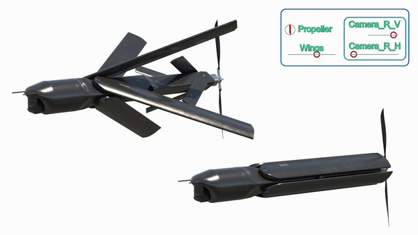 modelo 3d Sistema UAV militar de merodeo con aparejo negro - TurboSquid ...