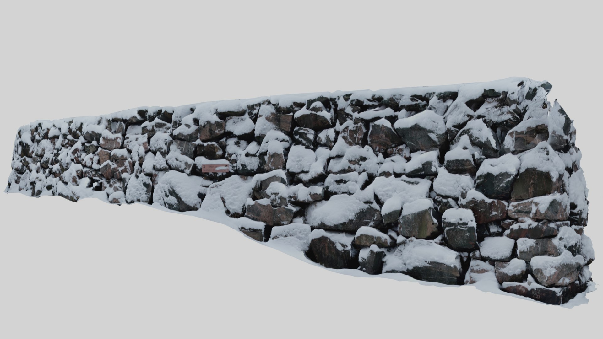 3D Realistic Snowy Stone Wall Model - TurboSquid 2140944