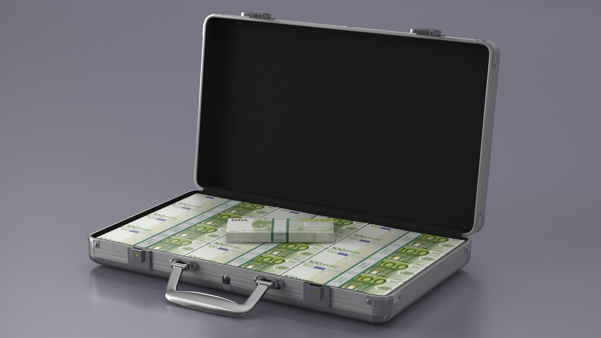 3D Aluminum Case Full Of Euro Money - TurboSquid 1965721