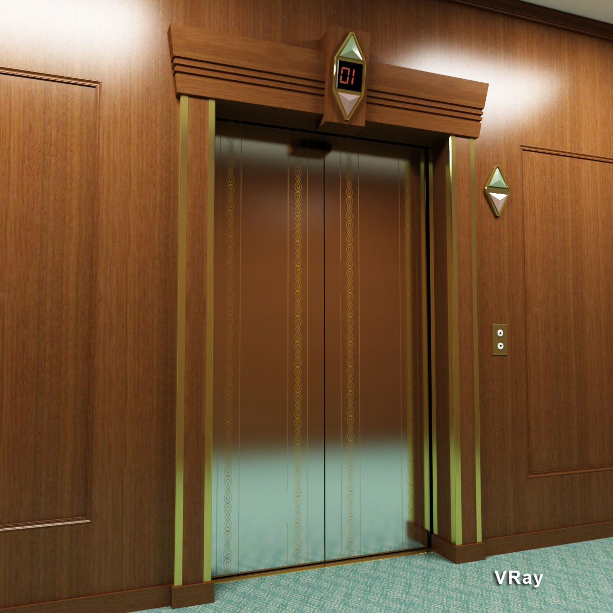 passenger elevator wood paneling max