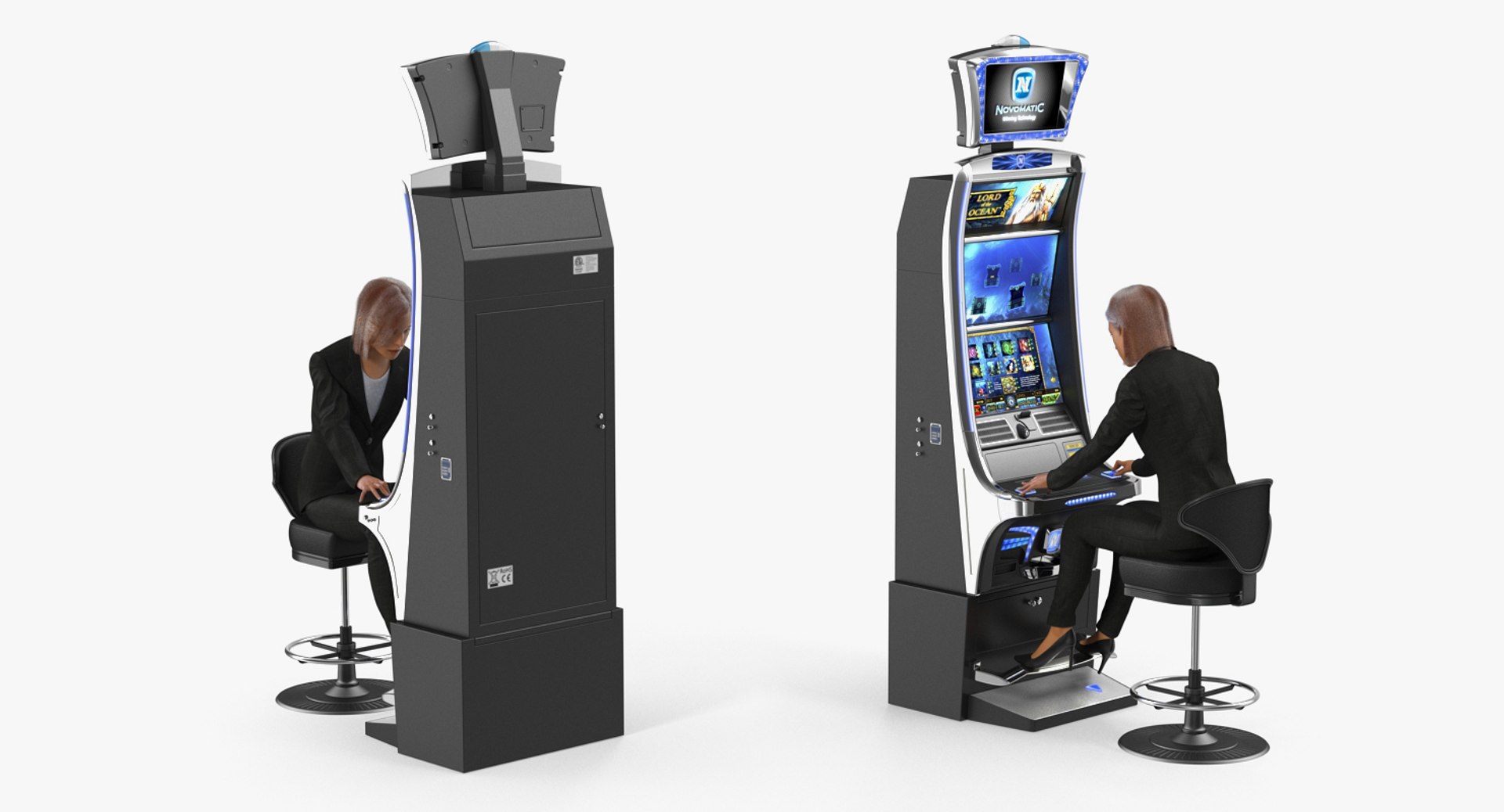 Woman Gambler Playing Slot Machine 3D Model - TurboSquid 1284046