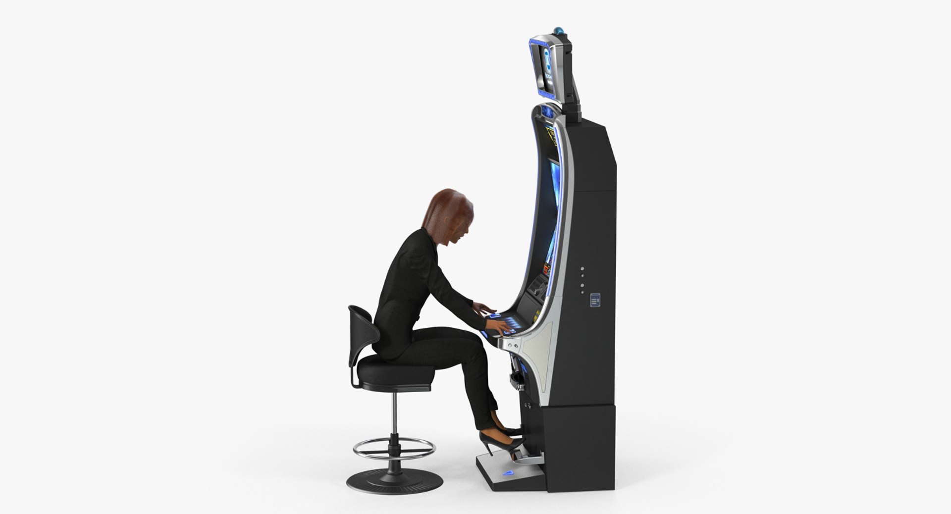 Woman gambler playing slot machine 3D model - TurboSquid 1284046
