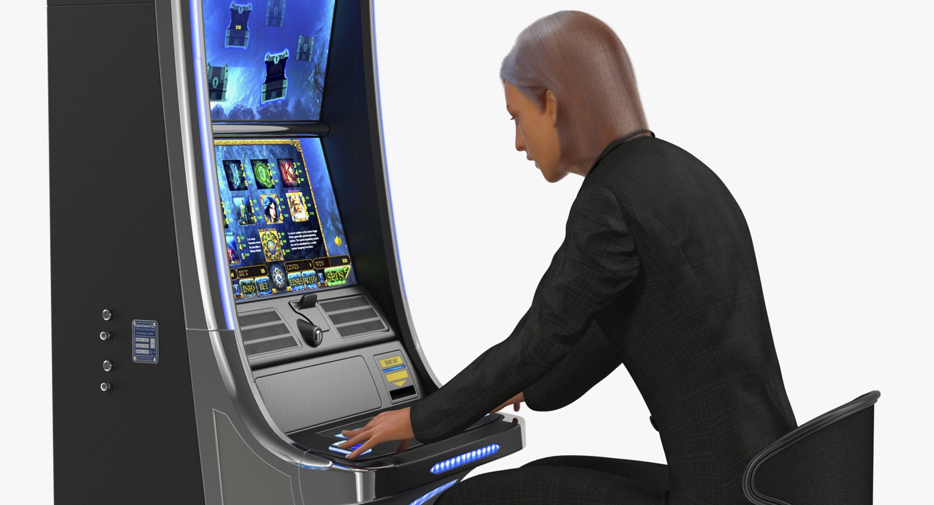 Woman Gambler Playing Slot Machine 3D Model - TurboSquid 1284046