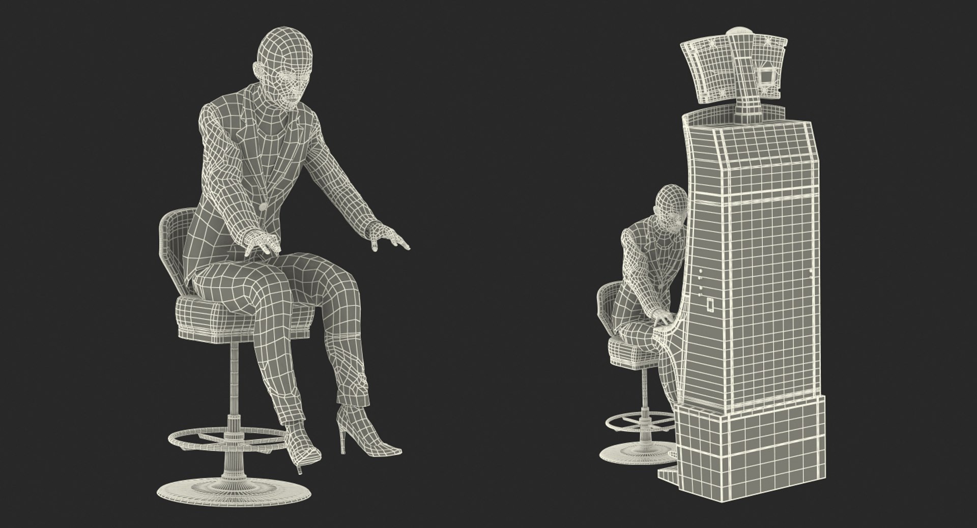 Woman Gambler Playing Slot Machine 3D Model - TurboSquid 1284046