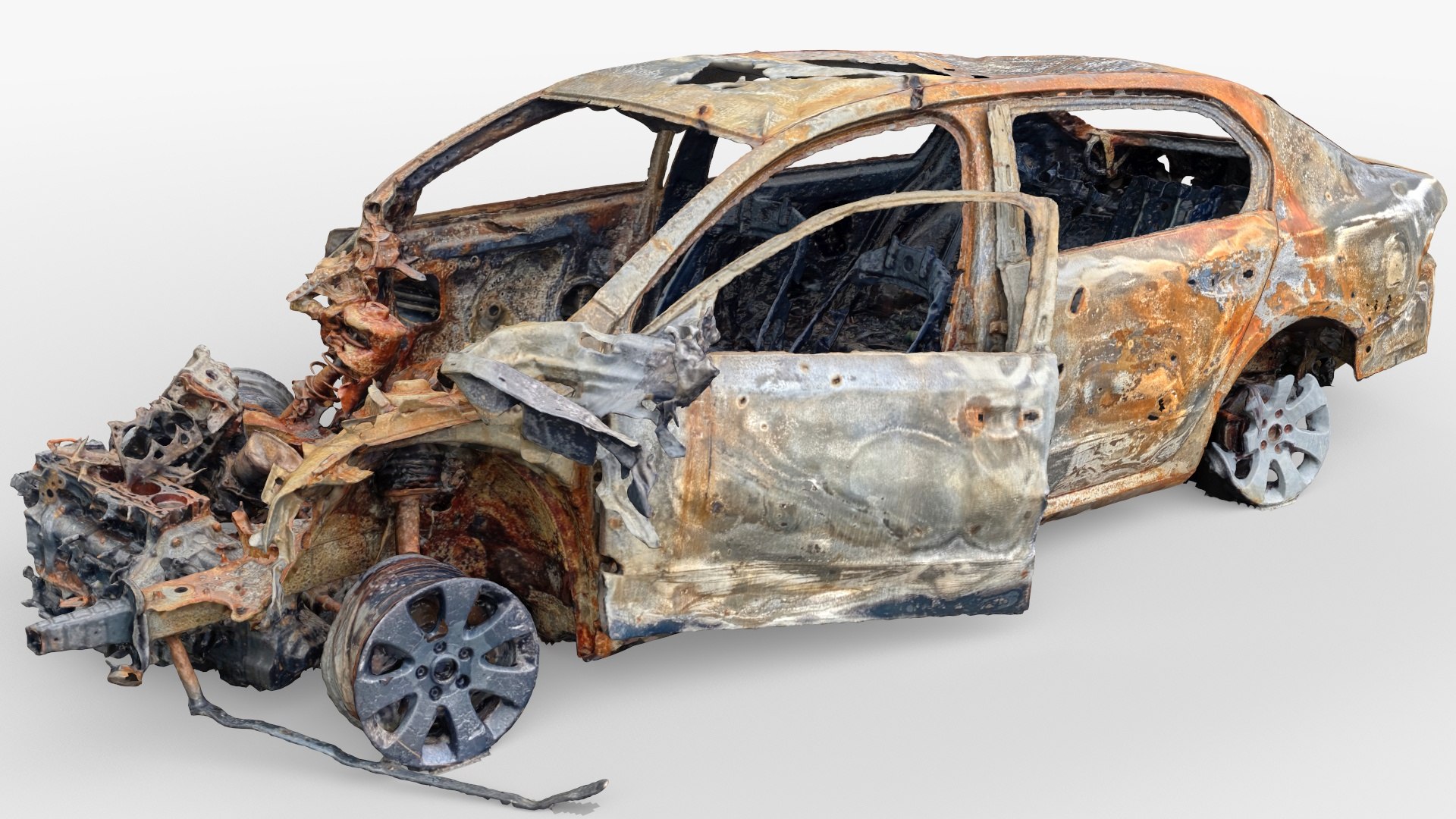 Burned Car Wreck 02 model - TurboSquid 2059125