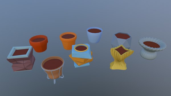 Cartoon Flower Pots 3D model - TurboSquid 2015525