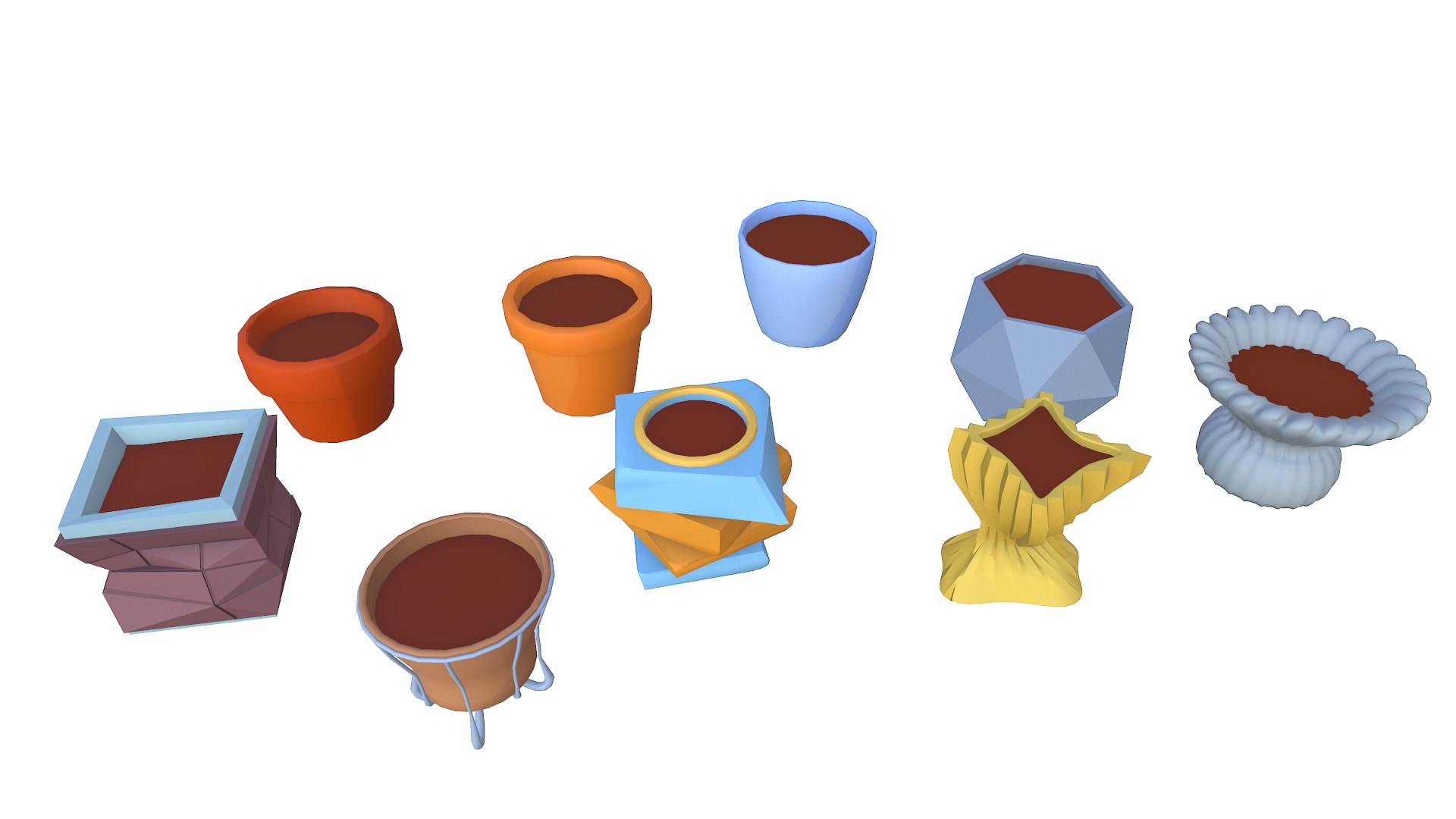 Cartoon Flower Pots 3D model - TurboSquid 2015525