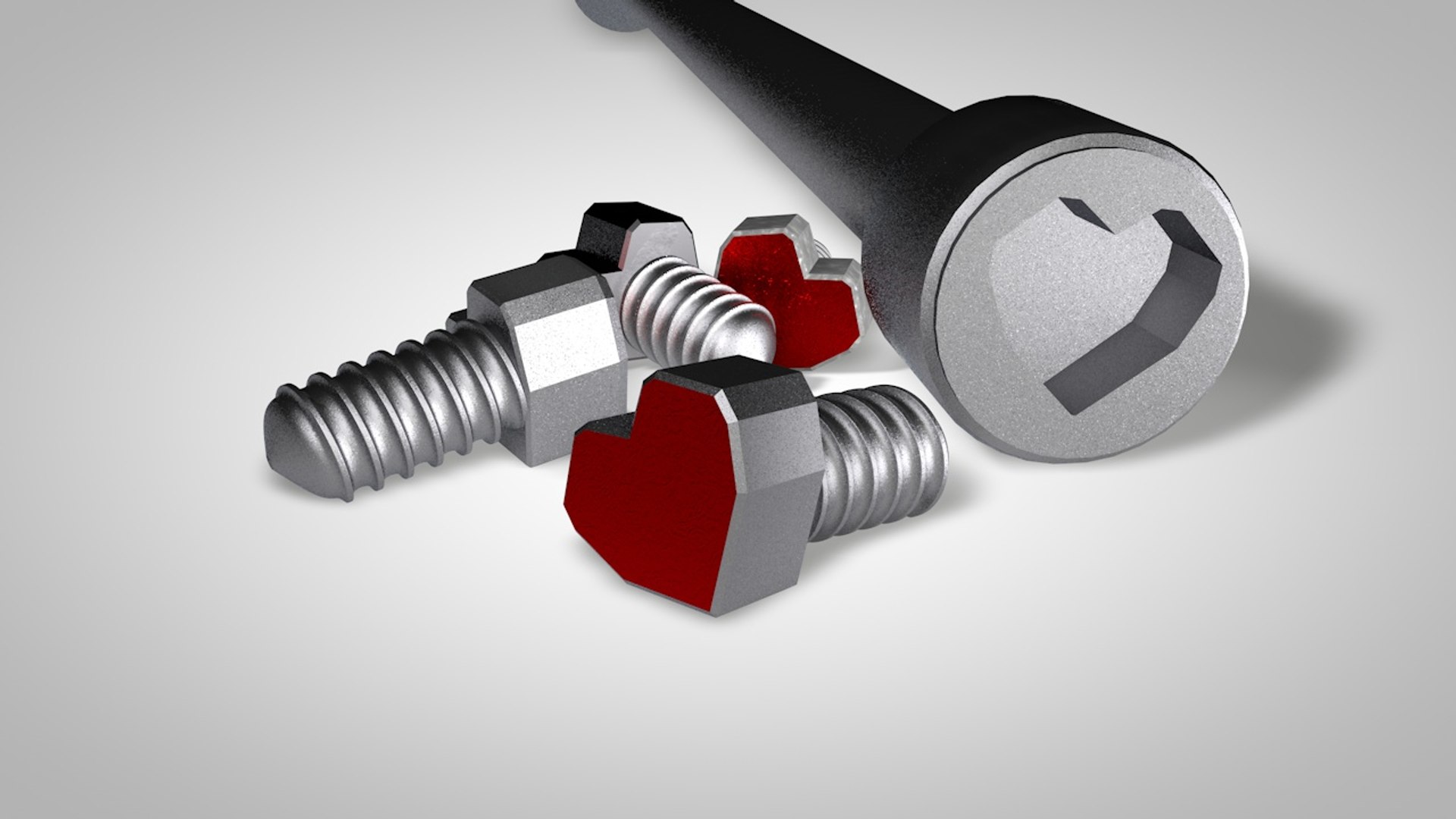 Heart Screws 3D Model - TurboSquid 1285582