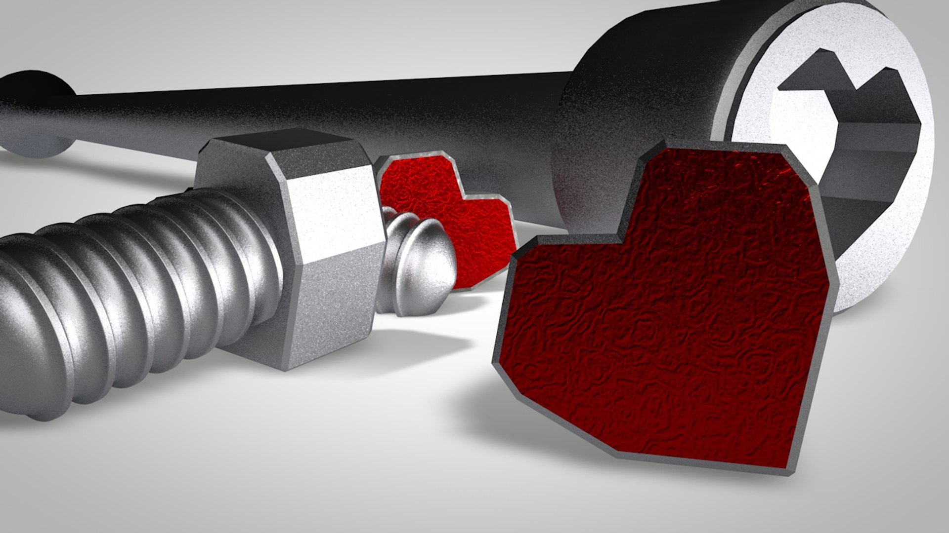 Heart Screws 3D Model - TurboSquid 1285582