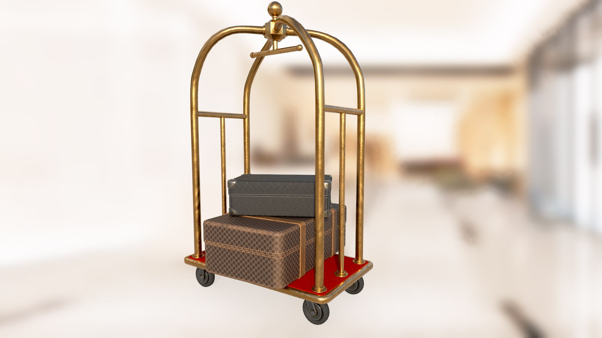 Hotel Luggage Trolley PBR Low-poly Game Ready 3D Model 3D Model ...