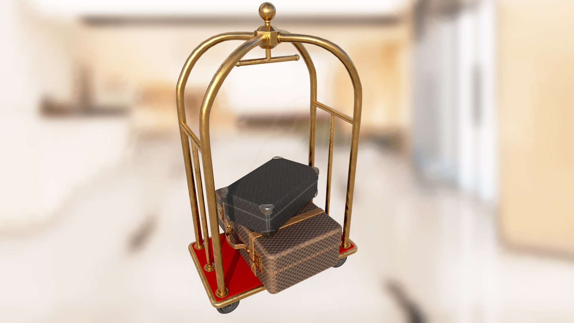 Hotel Luggage Trolley PBR Low-poly Game Ready 3D Model 3D Model ...