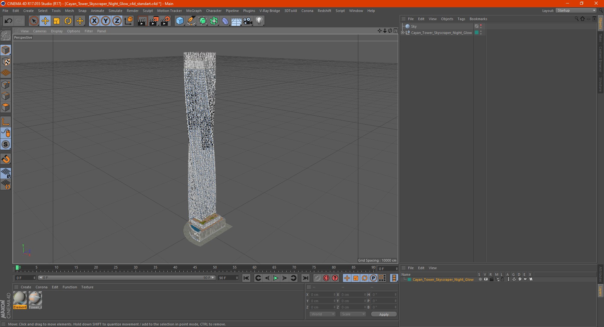 Cayan Tower Skyscraper Night Glow model - TurboSquid 1765460