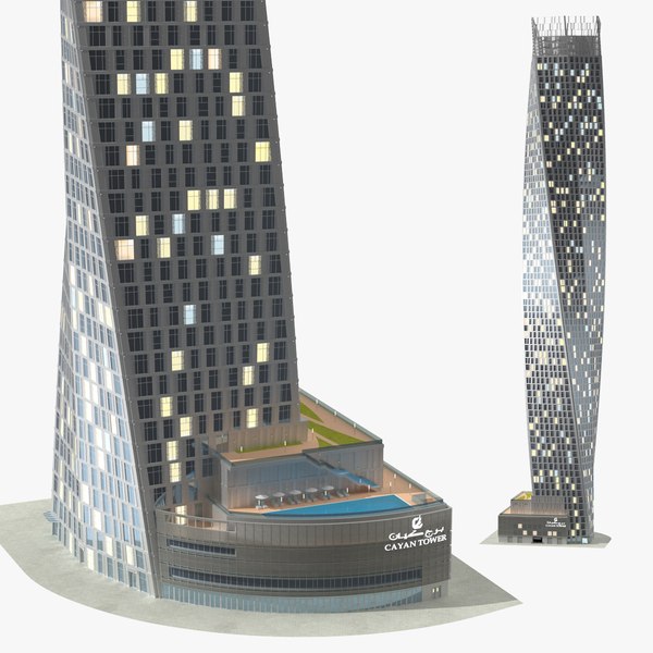 modelo 3d Cayan Tower Rascacielos Noche Glow - TurboSquid 1765460