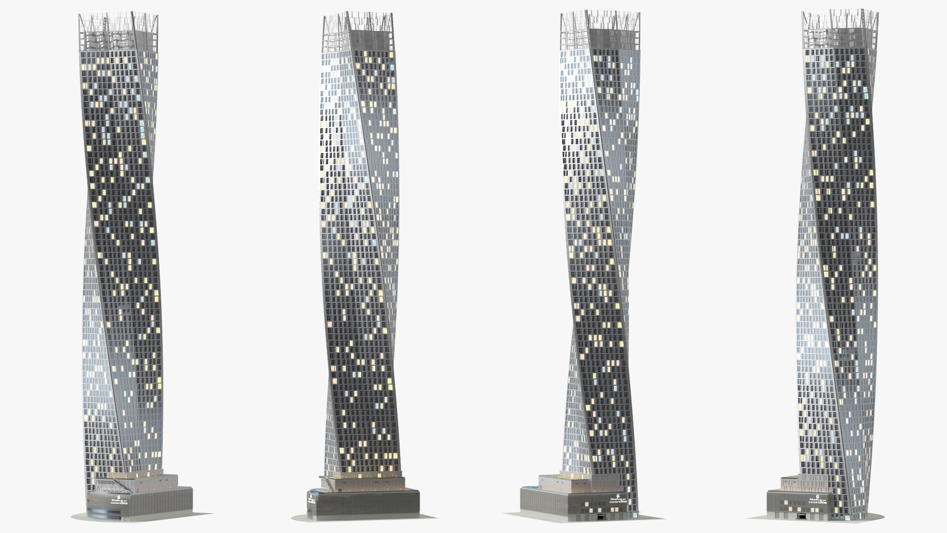 Cayan Tower Skyscraper Night Glow model - TurboSquid 1765460