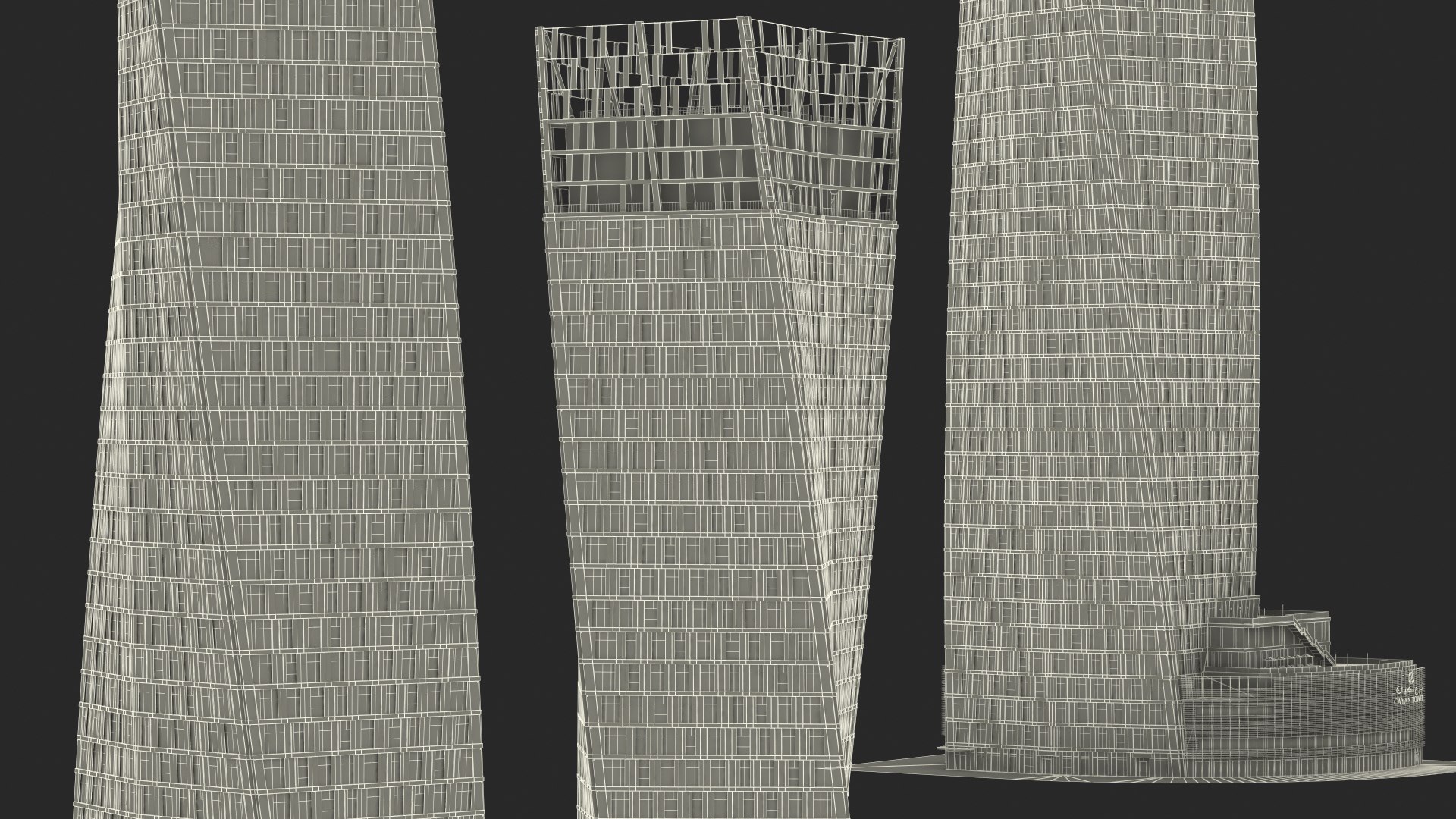 Cayan Tower Skyscraper Night Glow model - TurboSquid 1765460