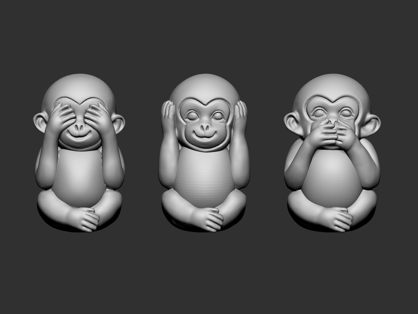 3D Three Wise Monkeys - TurboSquid 2042154