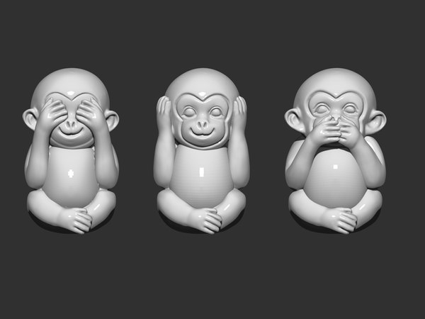 3D Three Wise Monkeys - TurboSquid 2042154