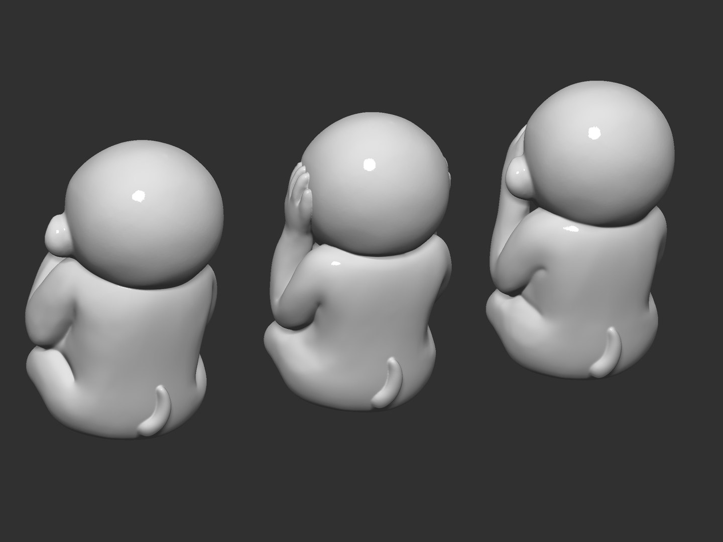 3D Three Wise Monkeys - TurboSquid 2042154