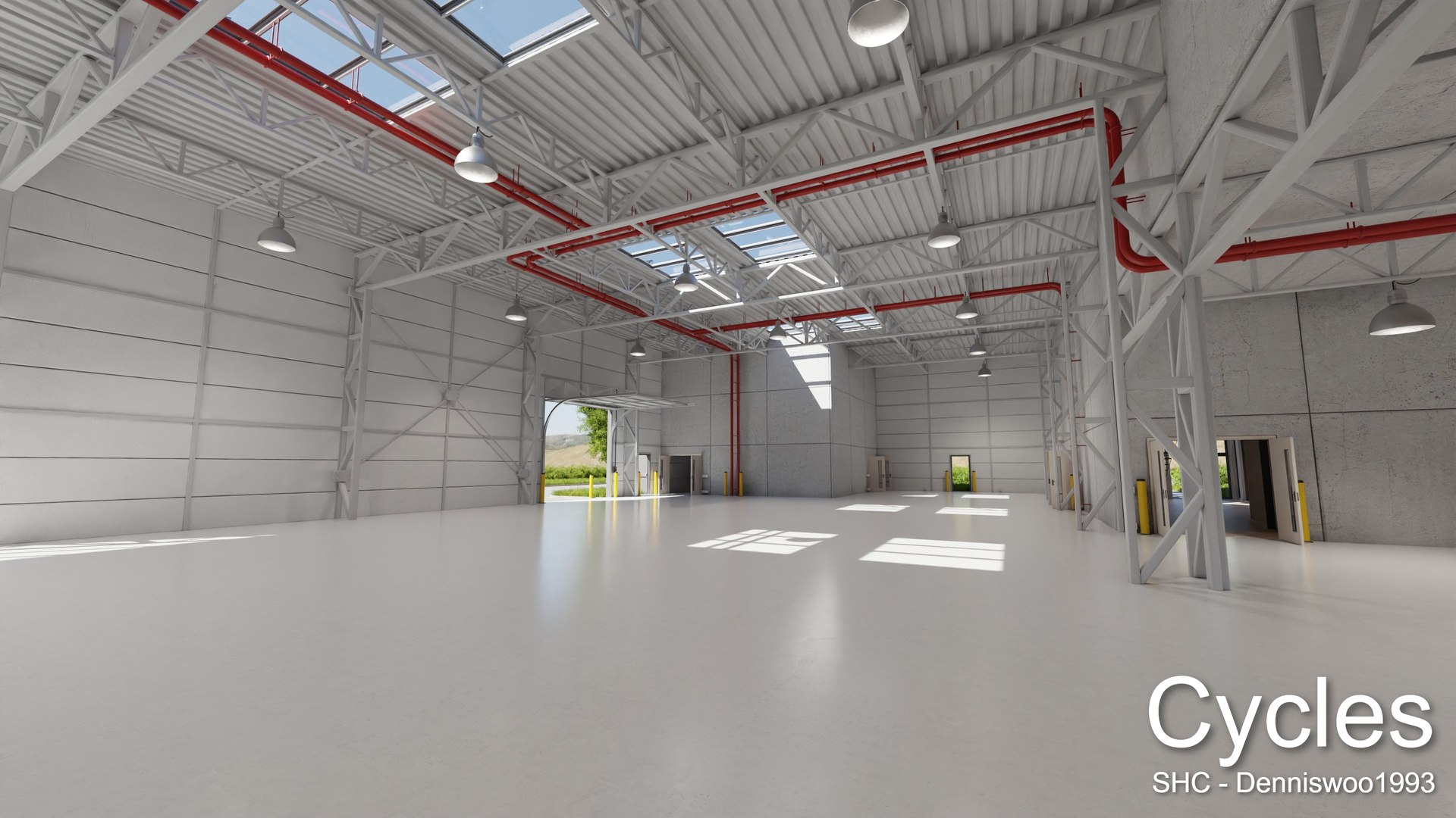3D Modern unfurnished warehouse with office for Blender Eevee and ...
