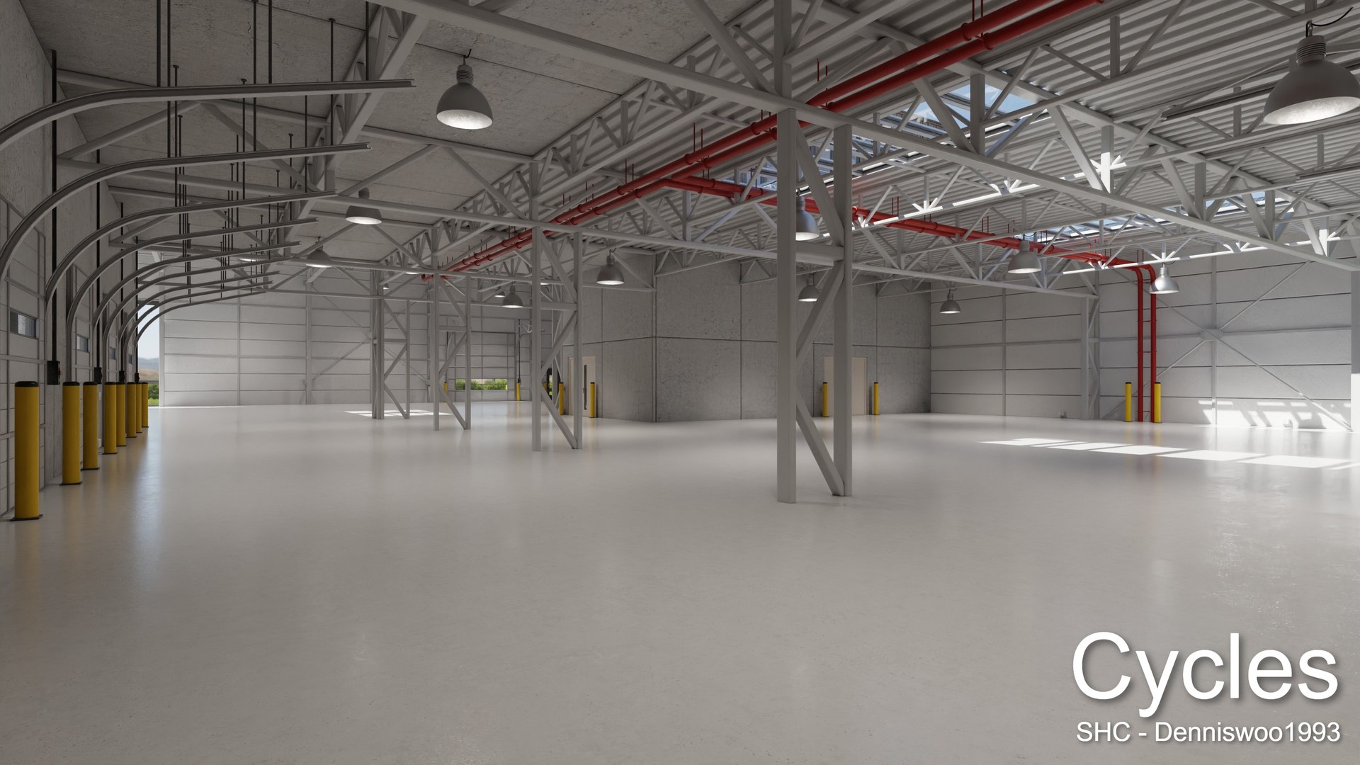 3D Modern unfurnished warehouse with office for Blender Eevee and ...