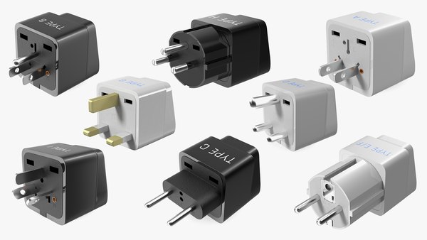 modelo 3d Colección de adaptadores de enchufes eléctricos 5 ...
