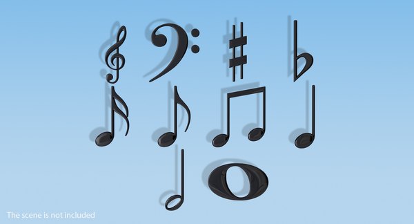 Plastic musical notes 3D model - TurboSquid 1434534