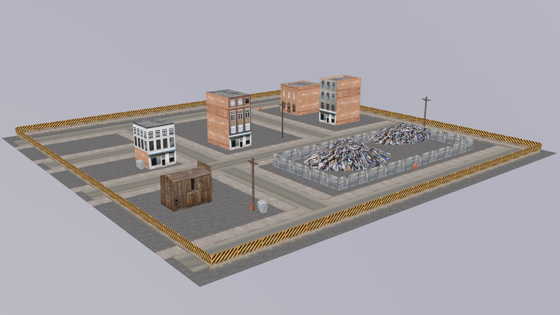 3D Small Town District Low Poly - TurboSquid 2218474