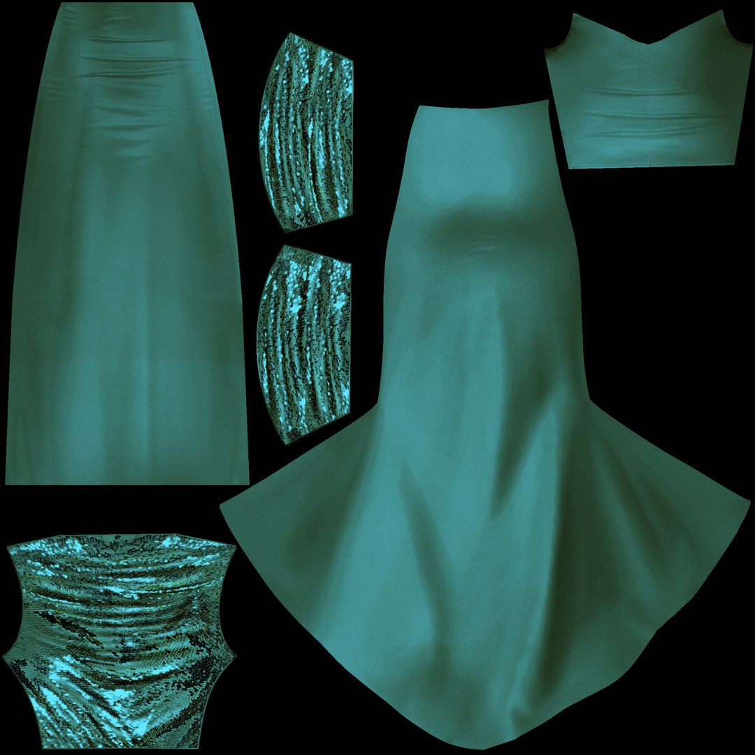 3D model Off Shoulder Mermaid Tail Gown - TurboSquid 1899543