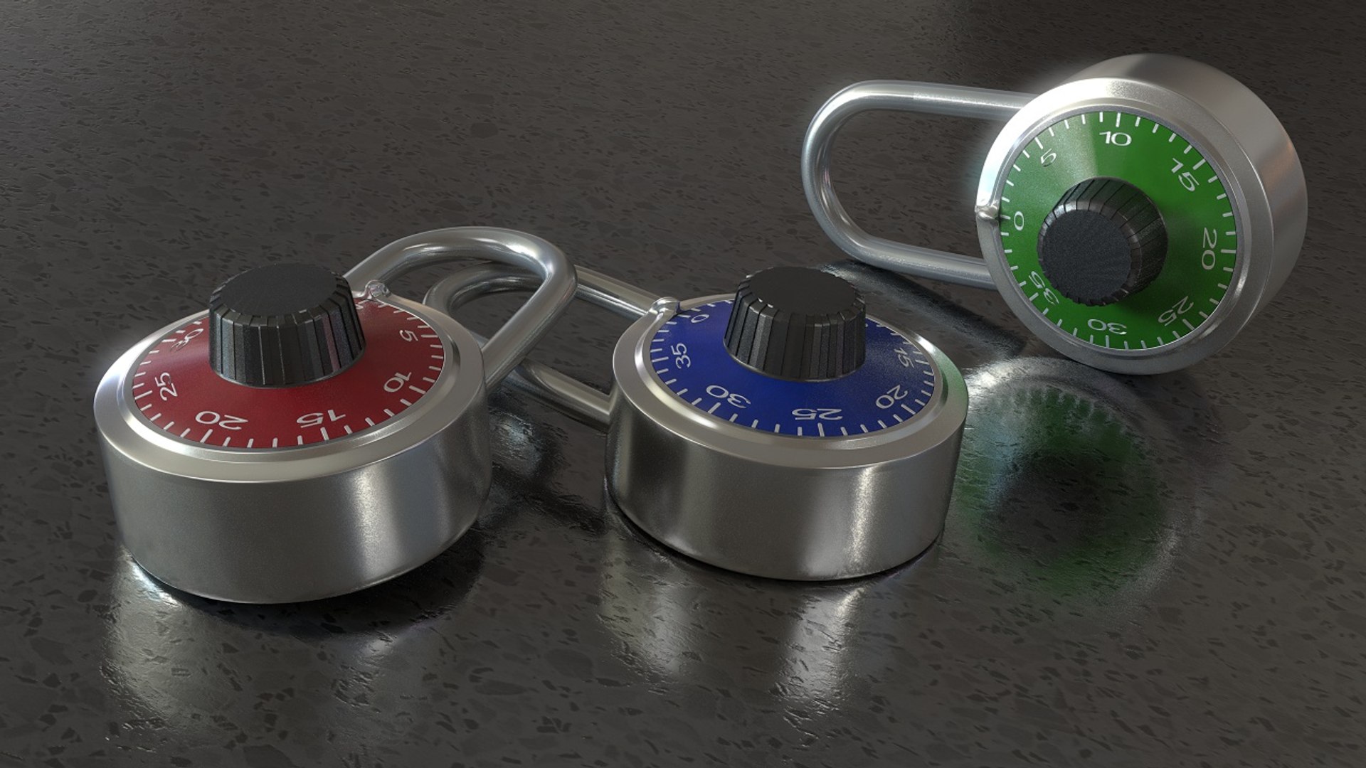 3d Model Combination Padlock Lock