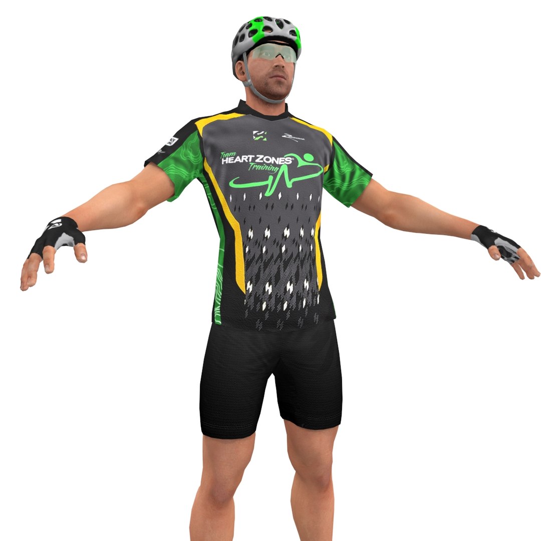 3d racing bicyclist man model