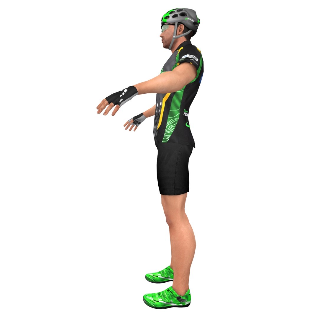 3d racing bicyclist man model
