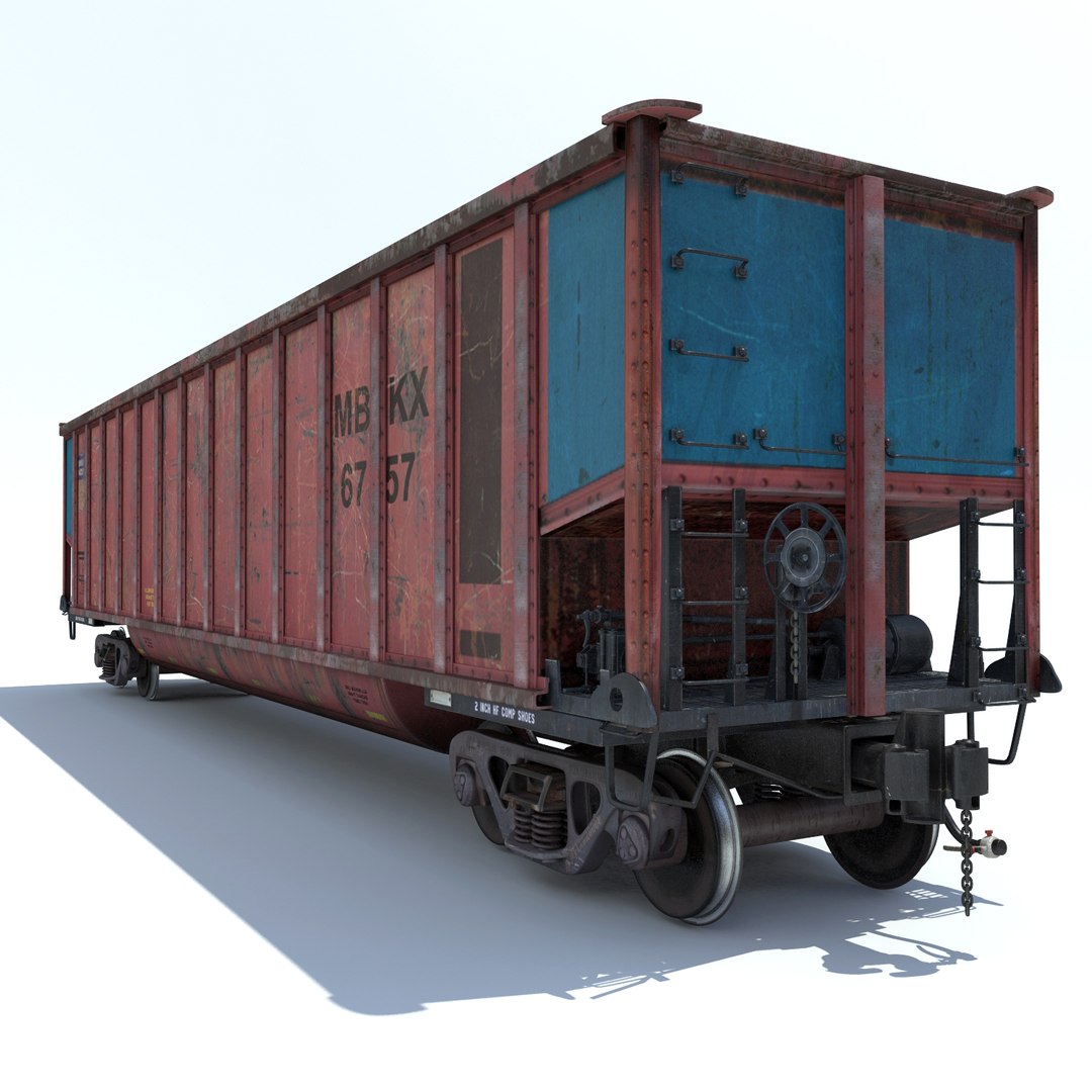 railway coal car cargo train 3d model
