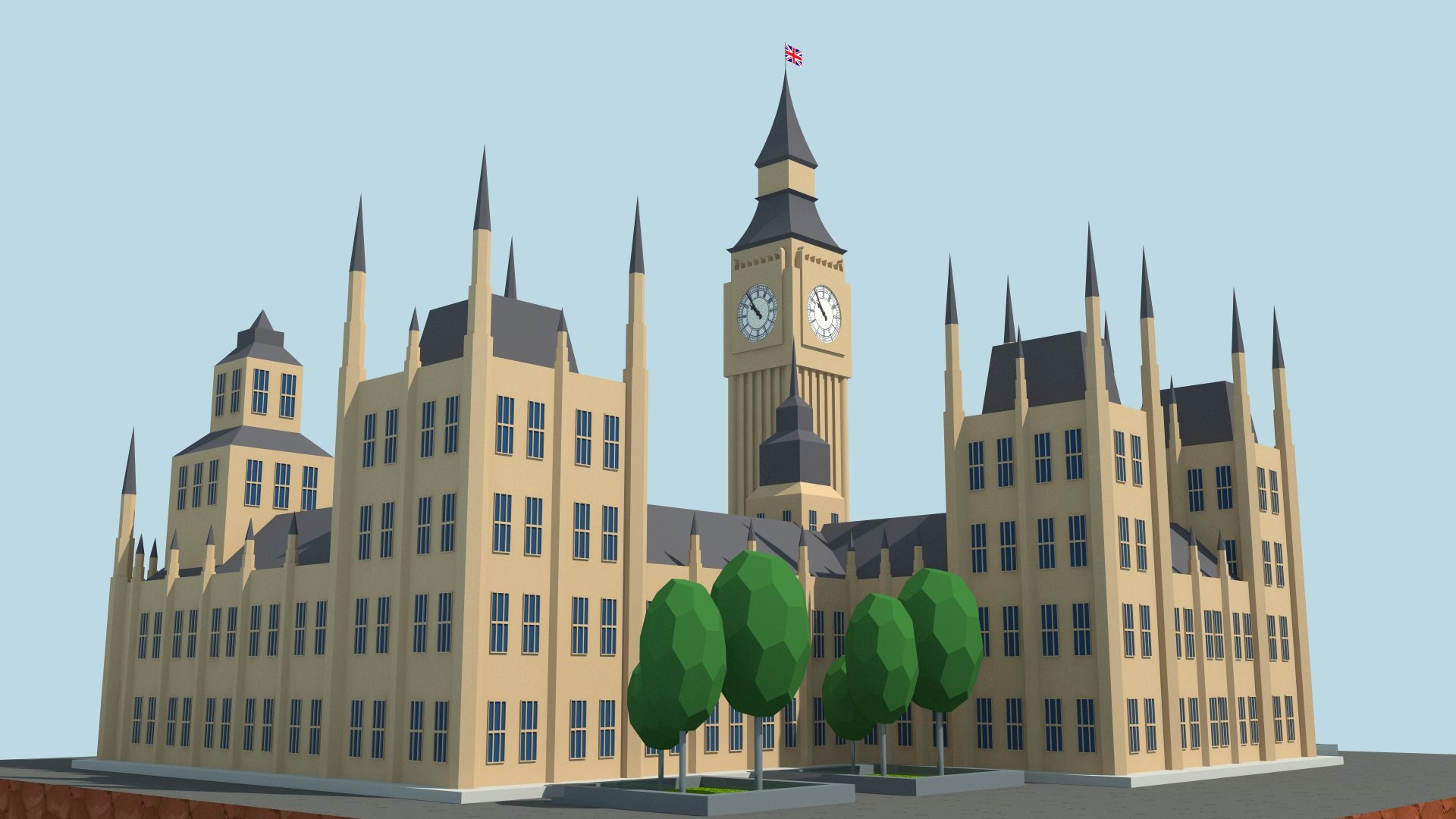 3D Big Ben Cartoon Low Poly Model - TurboSquid 2033660