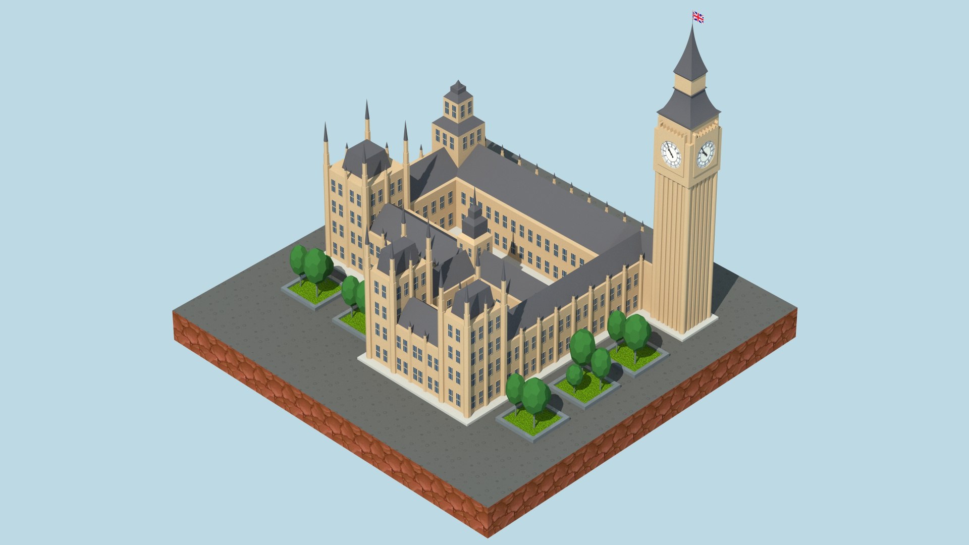 modelo 3d Big Ben Cartoon Low Poly - TurboSquid 2033660