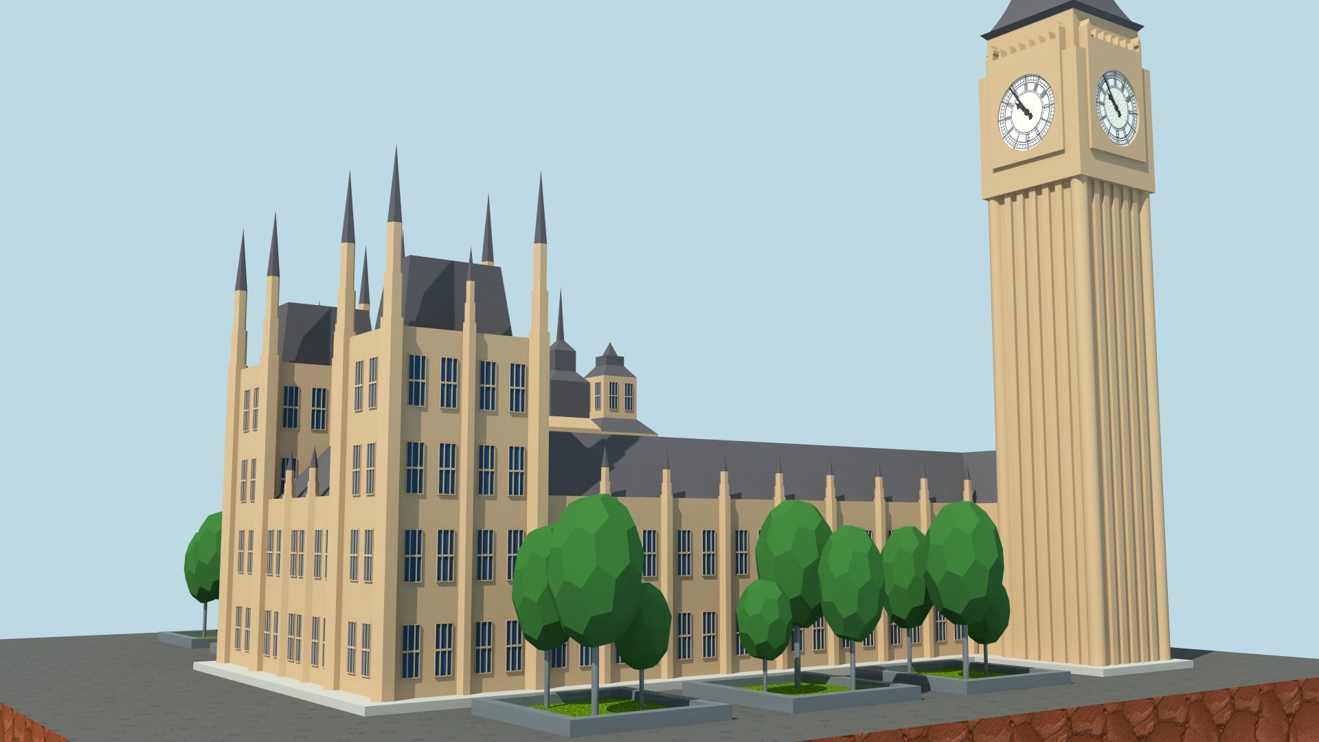 3D Big Ben Cartoon Low Poly Model - TurboSquid 2033660