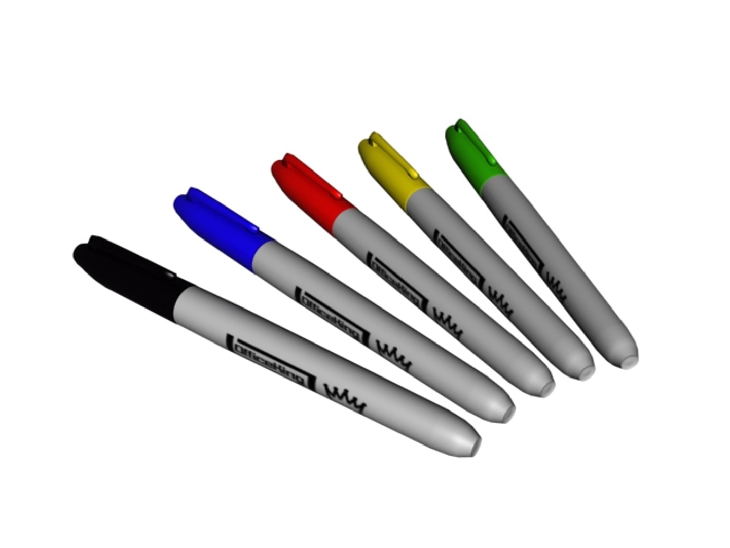 office supplies paperclip pens 3d model