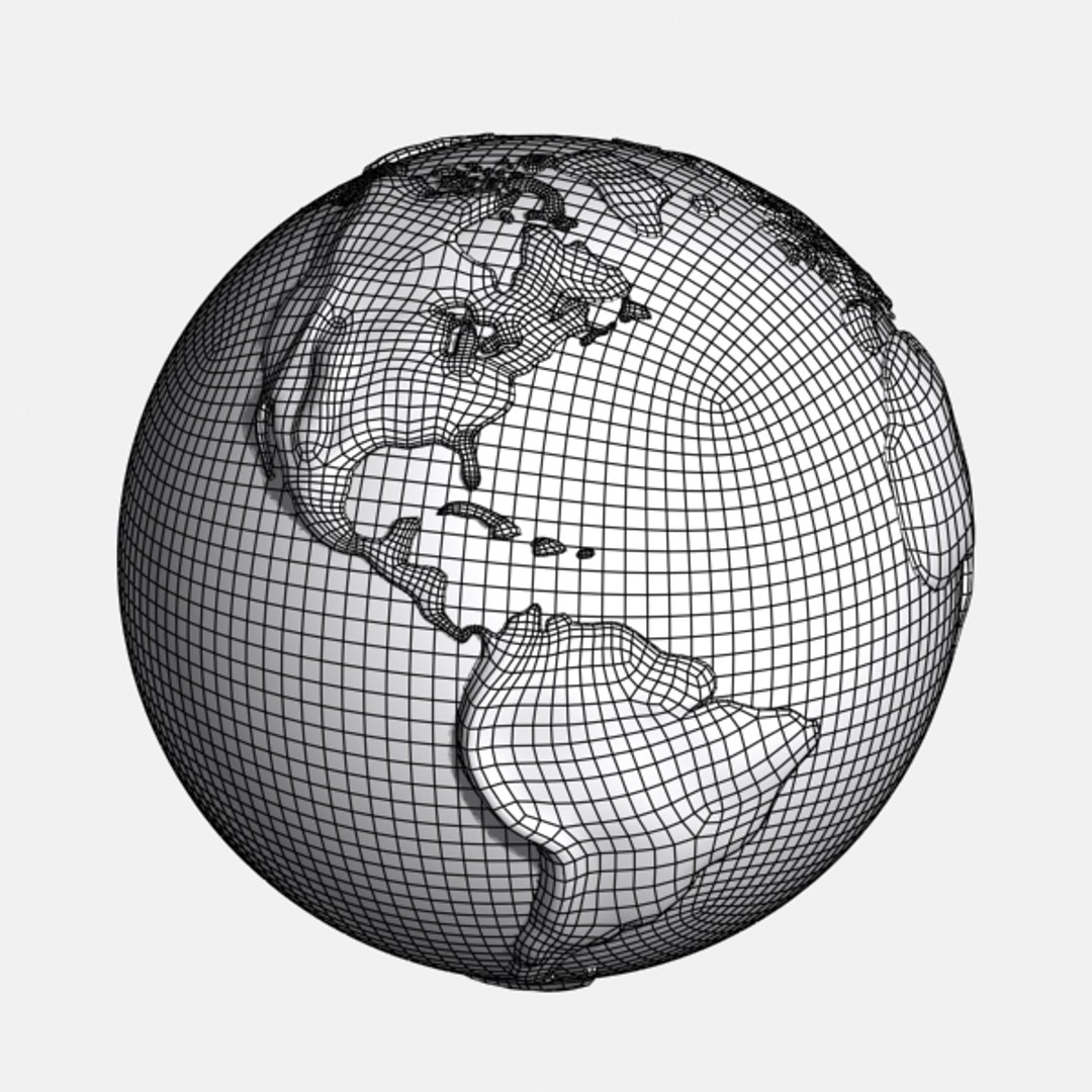 3d Model Of Golden Earth Continents