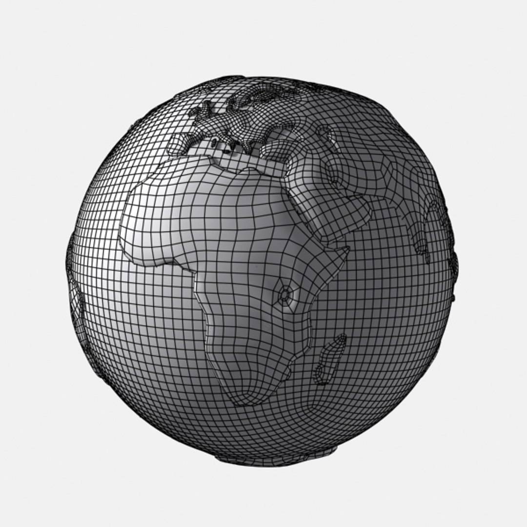 3d Model Of Golden Earth Continents