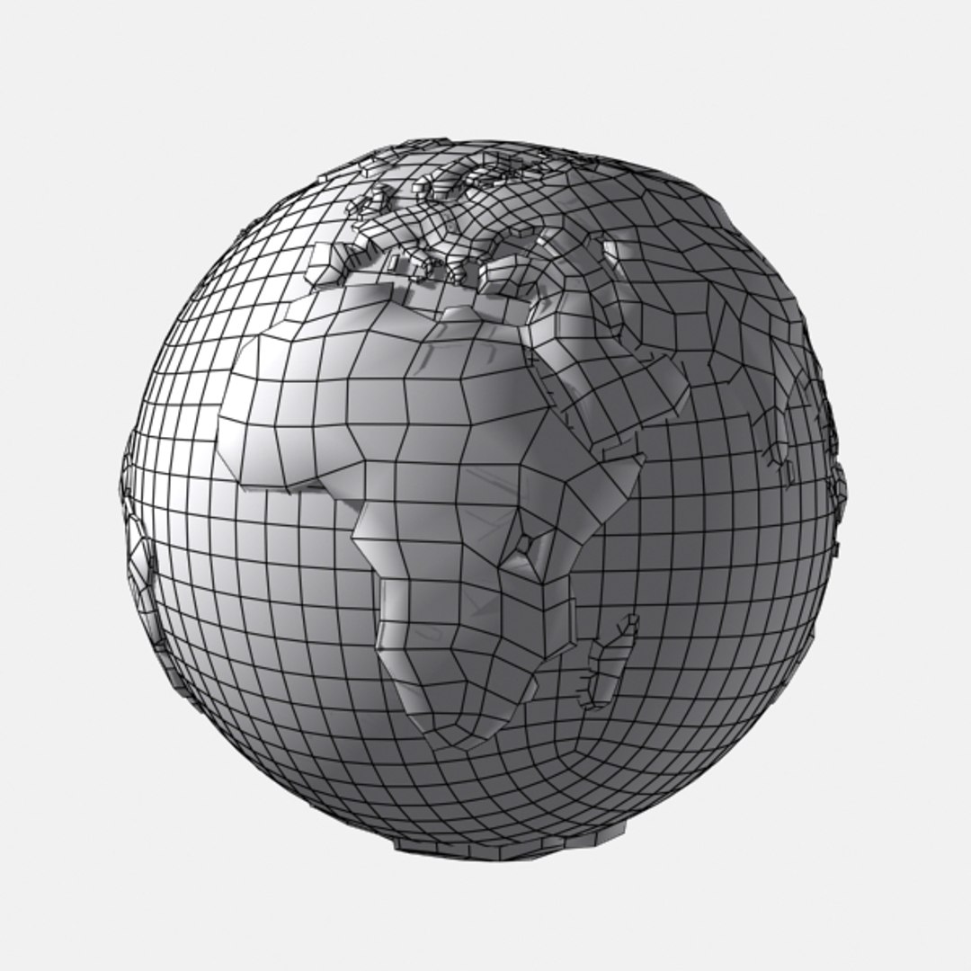 3d Model Of Golden Earth Continents