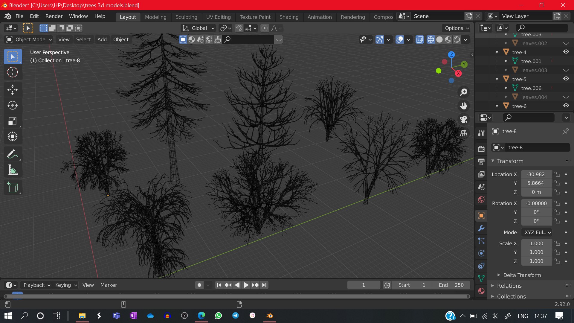 Trees Collection OBJ FBX DAE Collada 3D Model - TurboSquid 1741012