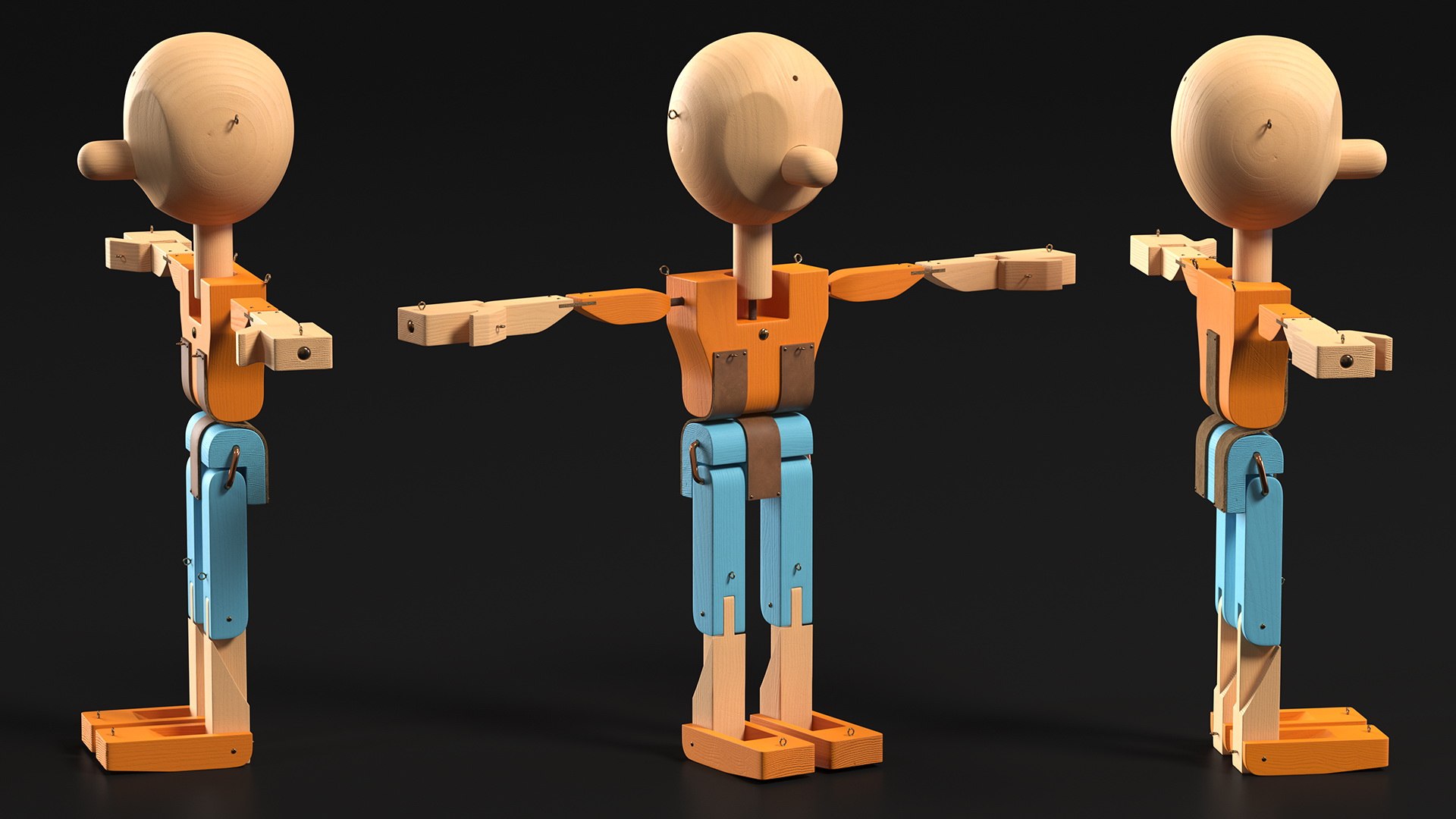Colored Wooden Character Rigged For Modo Model - TurboSquid 2012967